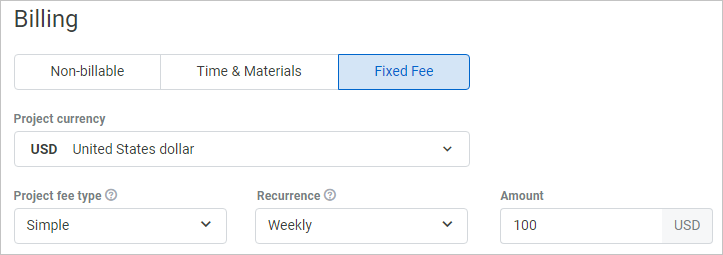Recurring Billing for Fixed Fee Project