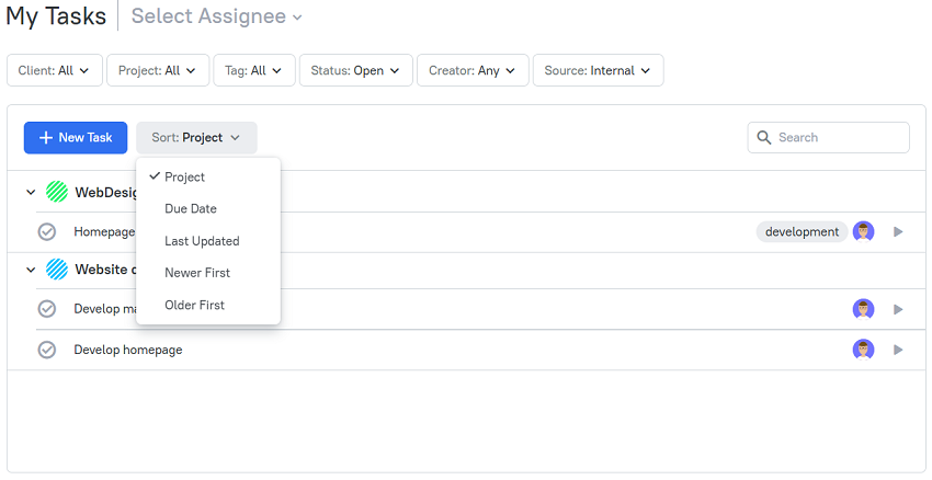 Filtering and Sorting Task List